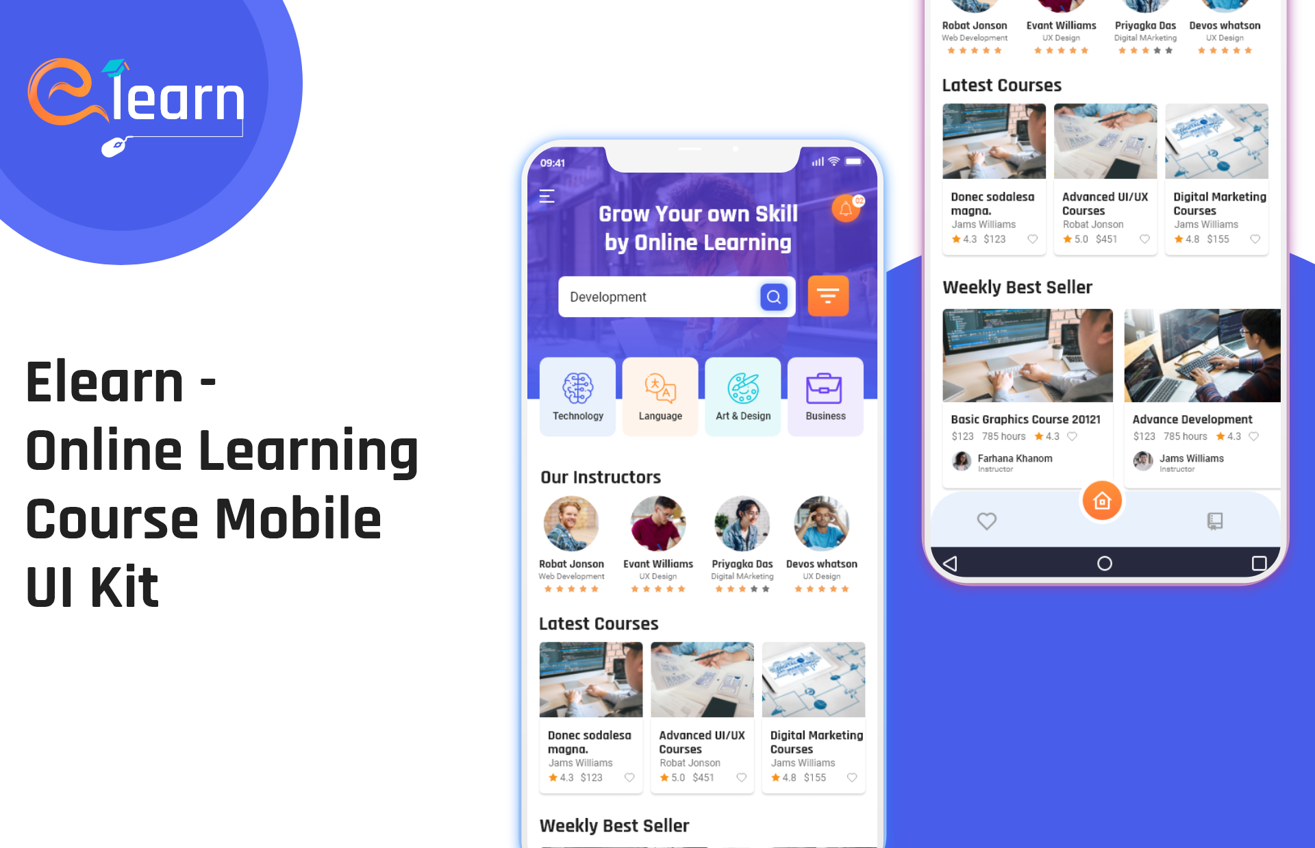 Elearn - Online Learning Mobile App UI Kit by ViserLab | ThemeForest